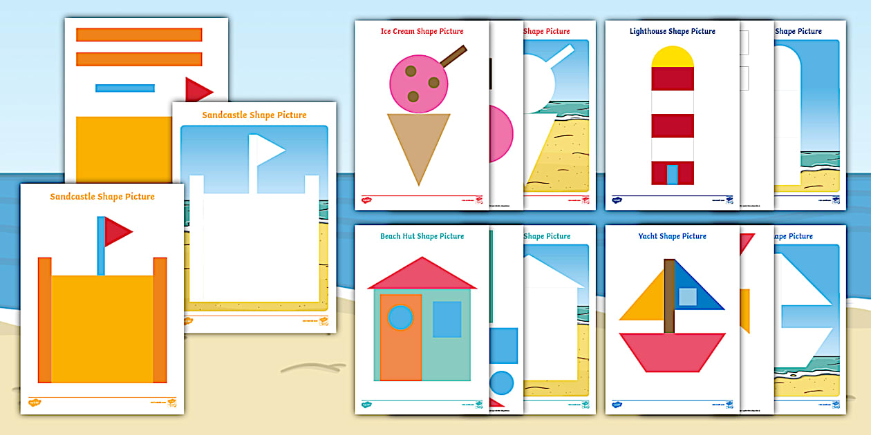 2D Shape At the Seaside Cutting Skills Resource Pack