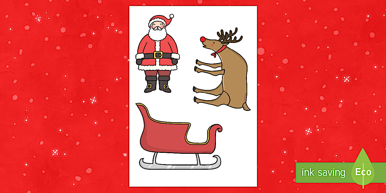 Black and White Santa and Reindeer Stick Puppets - Twinkl