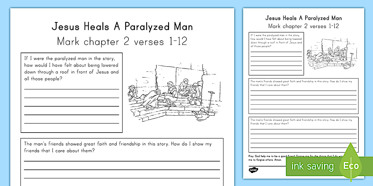 Jesus Heals A Paralyzed Man Journal Writing Frames - Twinkl