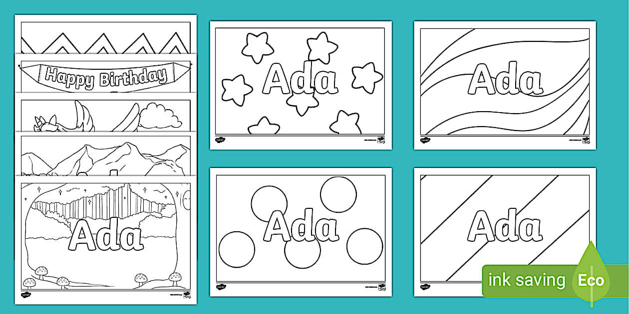 Ada Name Simple Colouring Activity Sheets (Teacher-Made)