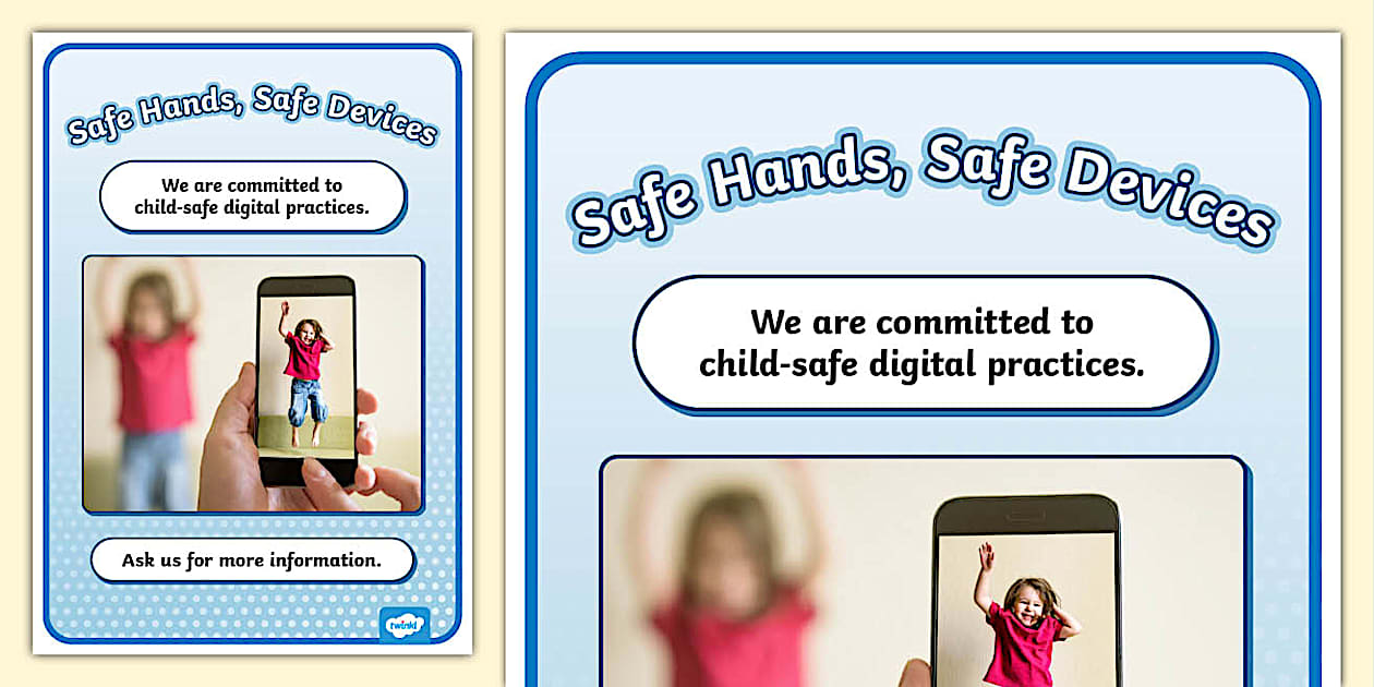 Safe Hands, Safe Devices Poster (Teacher-Made) - Twinkl
