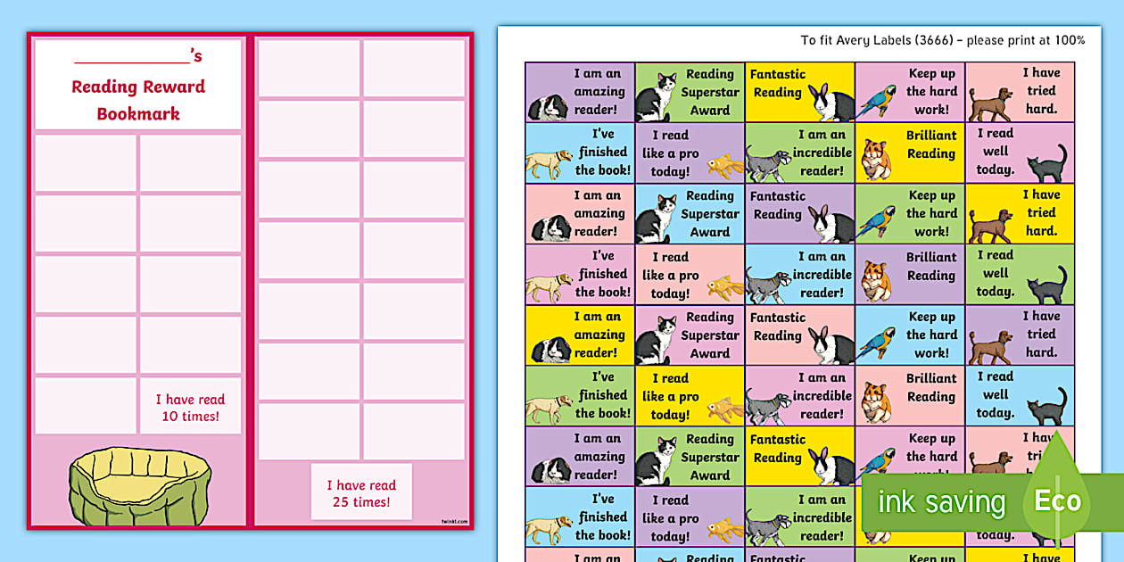 KS2 Pet Themed Reading Sticker Reward Bookmarks - Twinkl