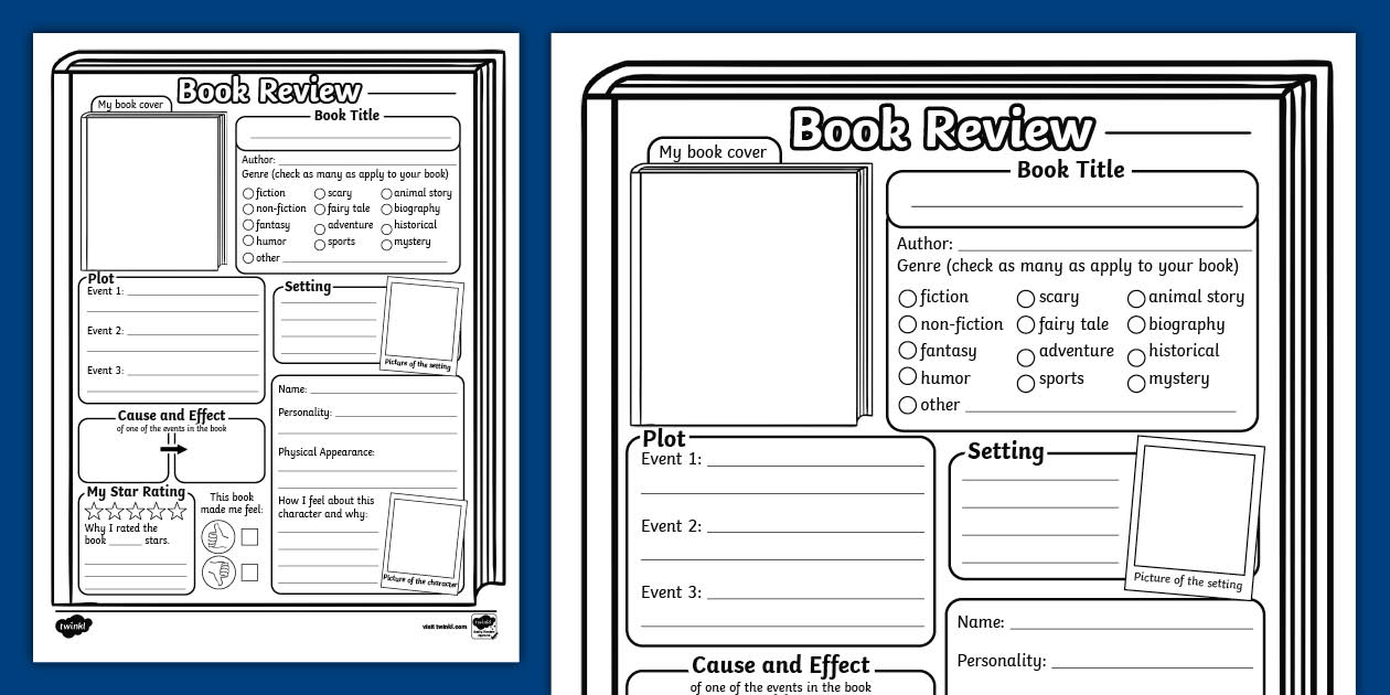 Seventh Grade Book Review Worksheet (teacher made) - Twinkl