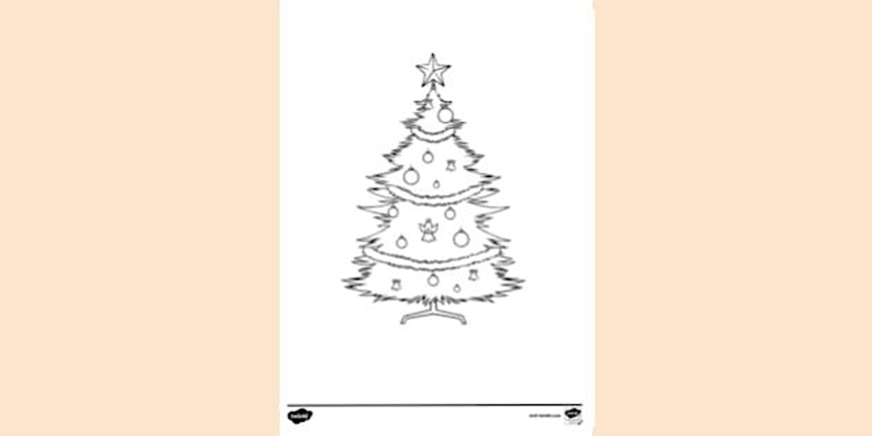 Miniature Christmas Tree Colouring Sheet - Twinkl