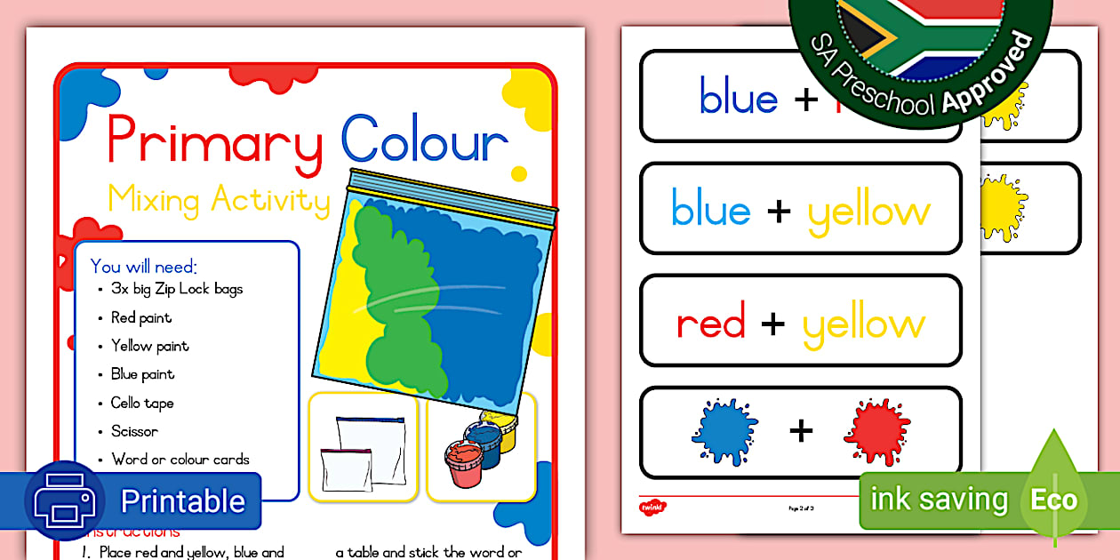 Preschool: Colours - Primary Colour Mixing Activity