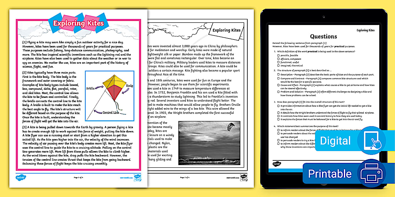 Sixth Grade Exploring Kites Craft and Structure Activity