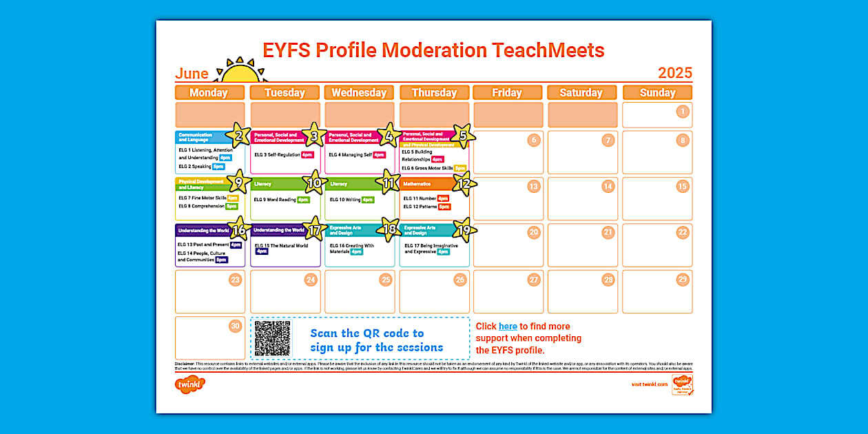 EYFS Profile Moderation TeachMeet Calendar - Twinkl