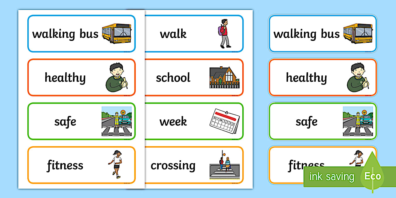 Let's all Walk to School Word Cards (teacher made) - Twinkl
