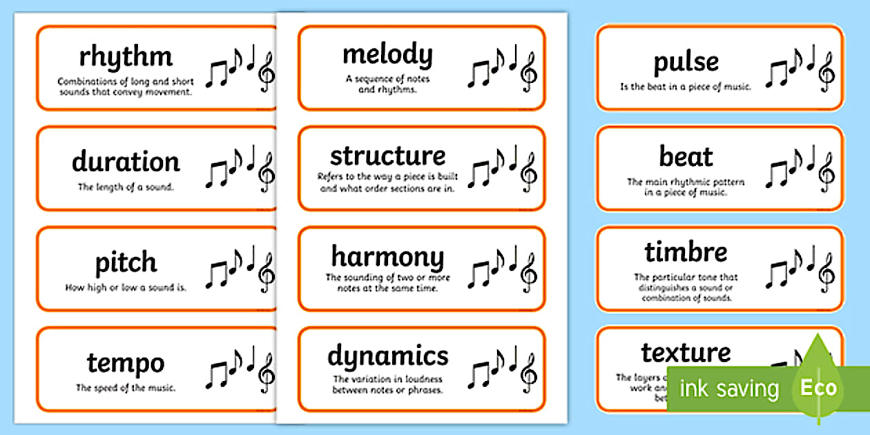 Elements Flash Cards | Music Teaching Resources - Twinkl