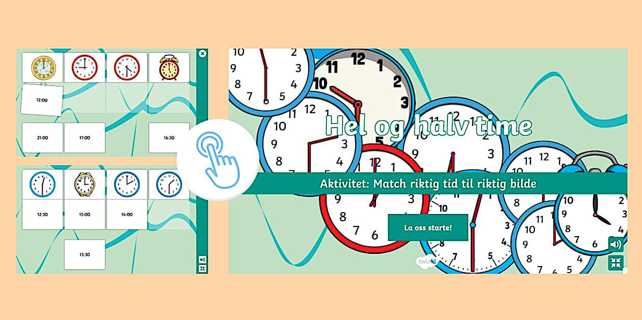 Hel og halv time interaktivt spill (teacher made) - Twinkl
