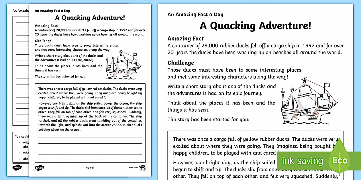 Editable A Quacking Adventure Worksheet (teacher made)