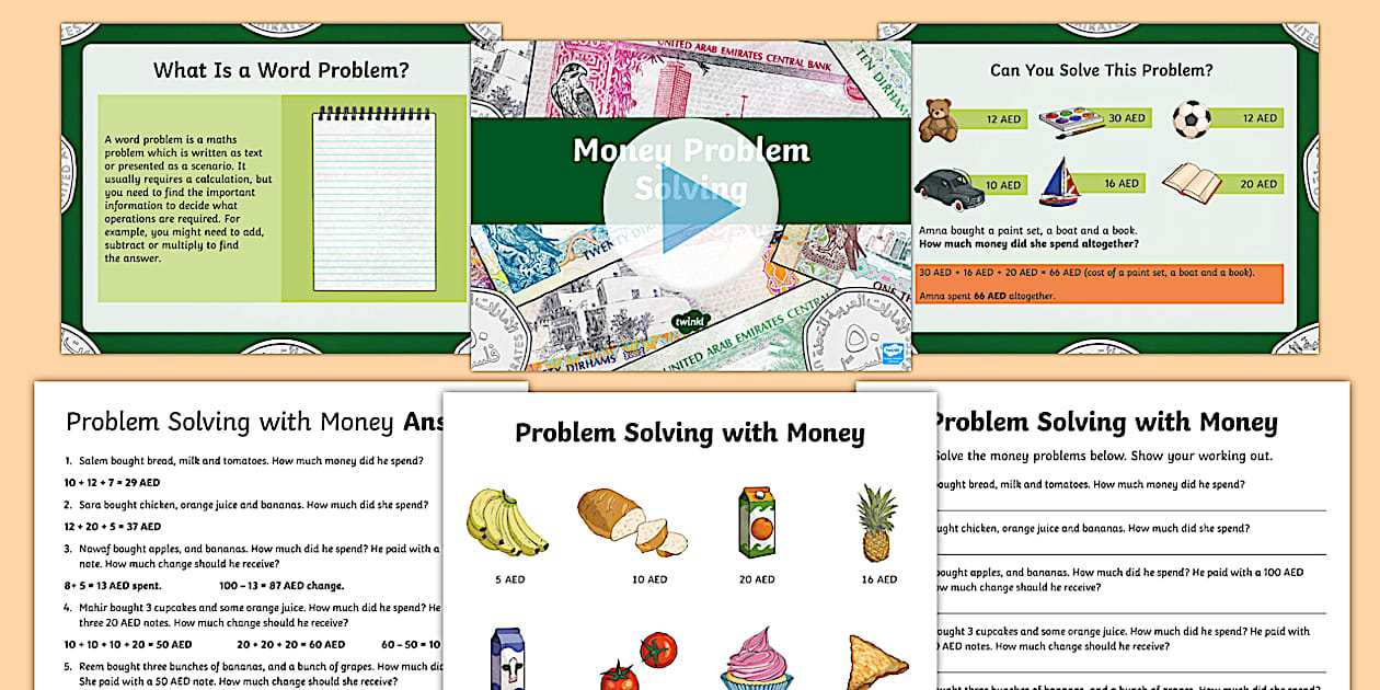 UAE Money Problem Solving PowerPoint Pack - Twinkl