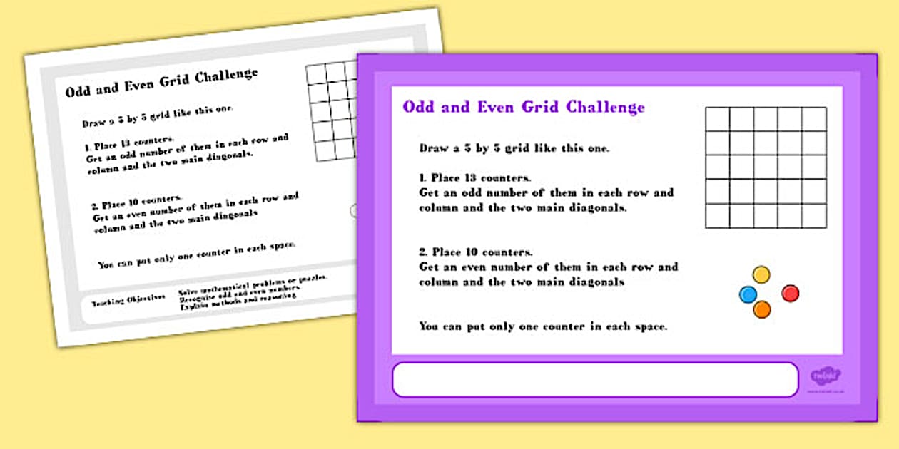 A4 Odd and Even Grid Maths Challenge Poster (teacher made)
