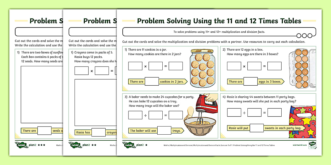 👉 Problem Solving with the 11 and 12 Times Tables Activity Sheets