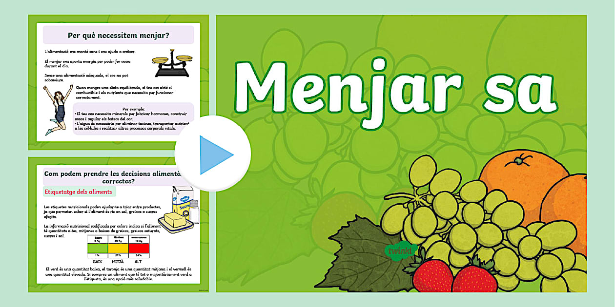 Presentació: Menjar sa - Català (teacher made) - Twinkl