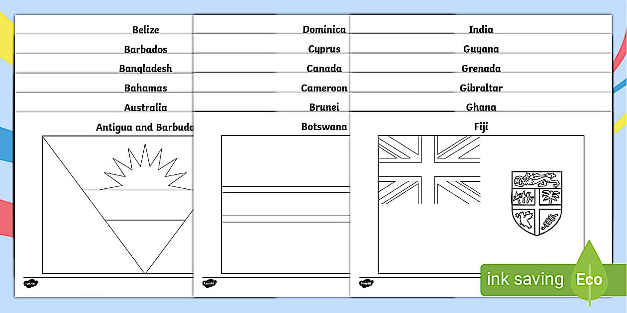 Commonwealth Games | 2022 Countries Colouring Flags | Twinkl