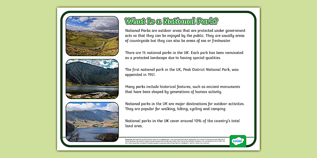 What Is a National Park? Information Poster