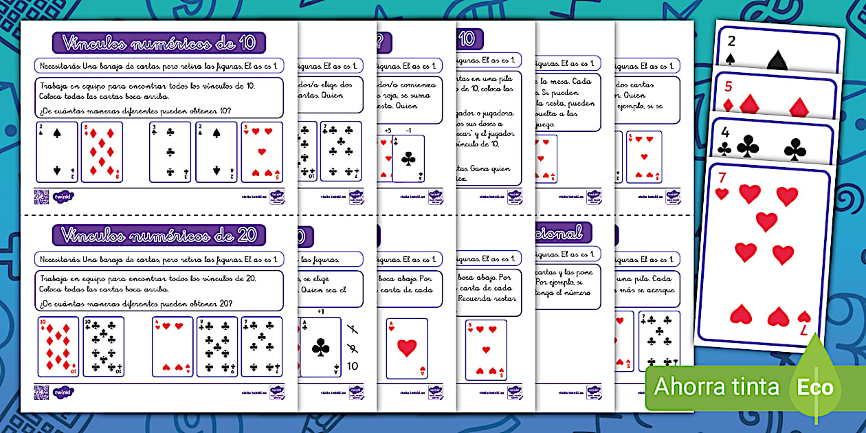 Juego de cartas: Juegos matemáticos para Primer Ciclo de Primaria
