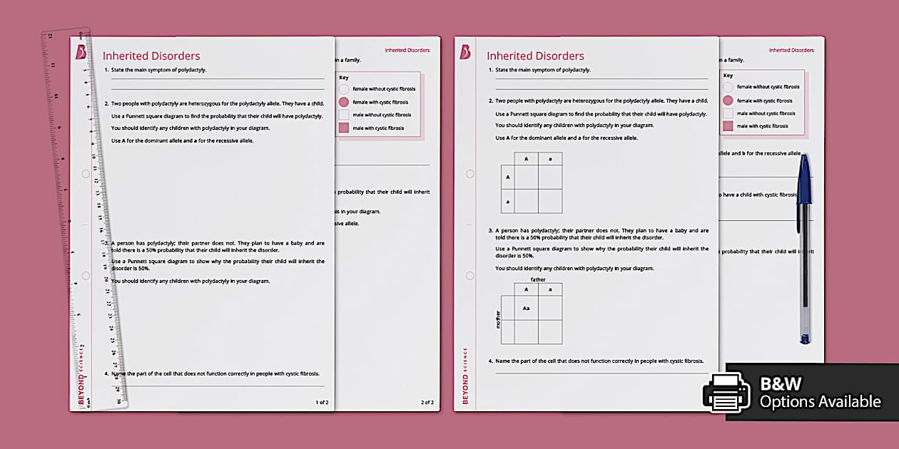 Inherited Disorders Worksheet (teacher made) - Twinkl