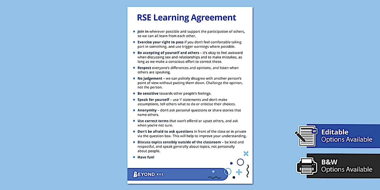 Learning Agreement Example | RSE | Beyond Secondary - Twinkl