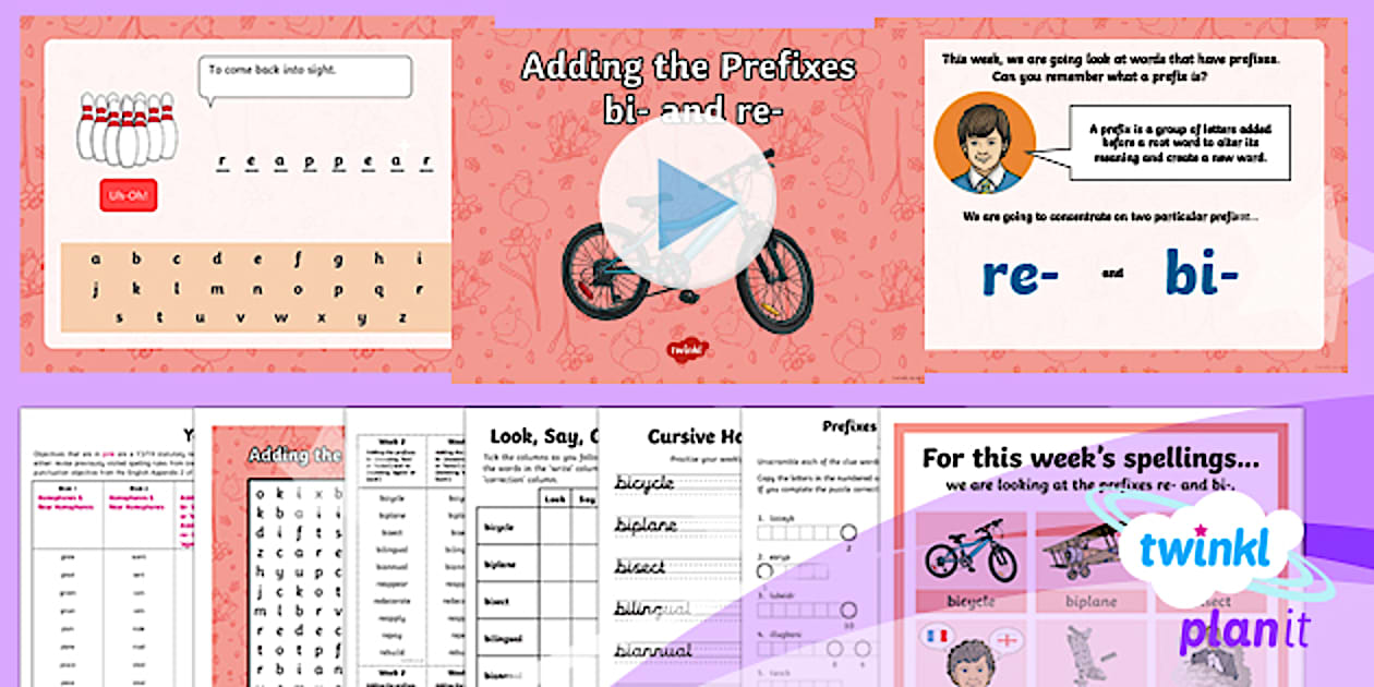 Prefixes bi- and re-Lesson Plan (teacher made) - Twinkl