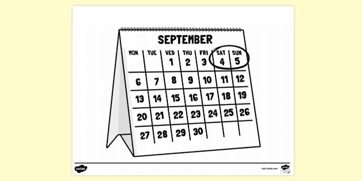 Weekend Calendar Colouring | Colouring Sheets - Twinkl