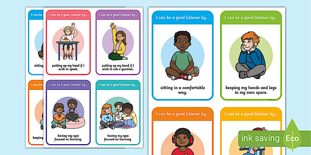 Good Listening Skills Flashcards - Twinkl