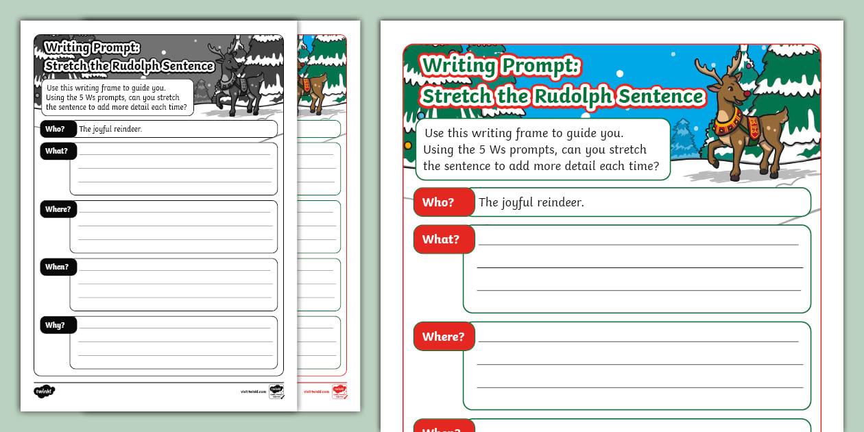 Stretch the Rudolph Sentence Worksheet (teacher made)