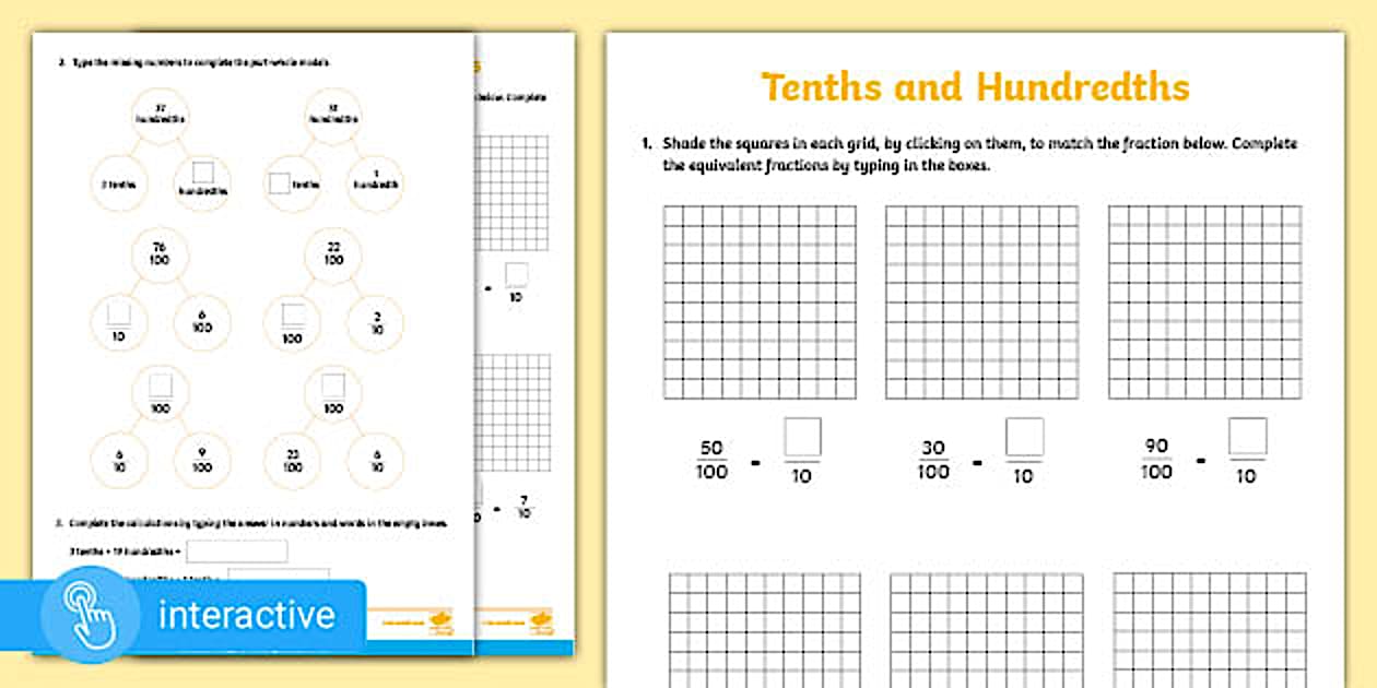👉 Interactive PDF Y4 WRM Decimals: Tenths and Hundredths