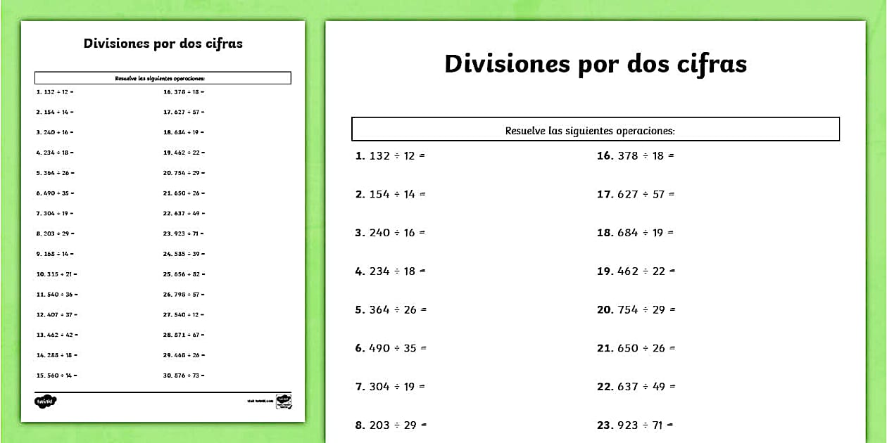 Ficha de actividad: Divisiones de dos cifras exactas
