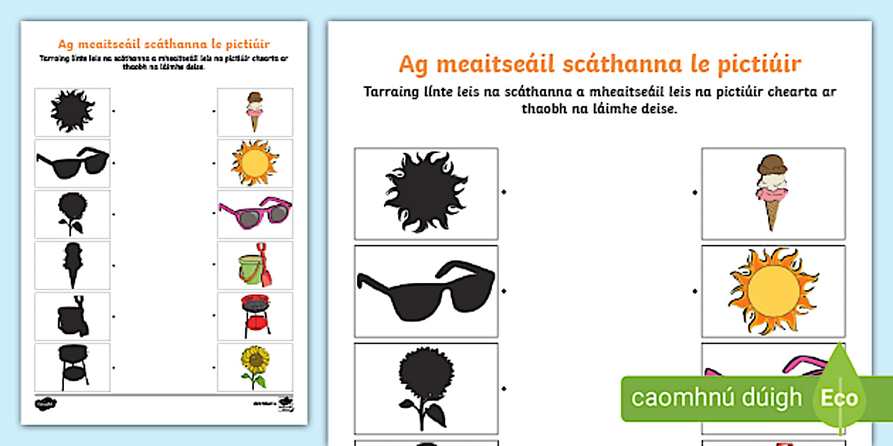 Summer Shadow Matching Sheet Gaeilge