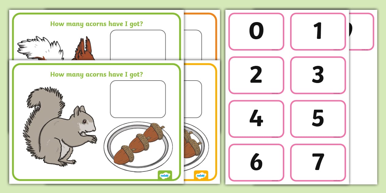 👉 Squirrels and Acorns Matching Numeral and Quantity Counting Activity