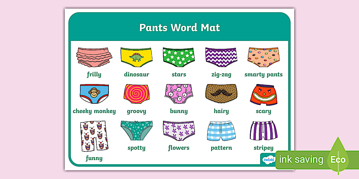 Story Word Mat to Support Teaching on Pants (teacher made)
