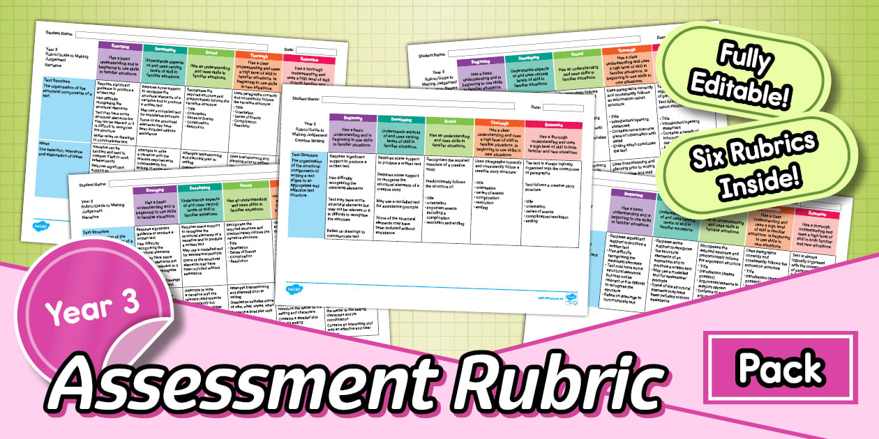 Year 3 Assessment Rubrics Pack Ι Planning and Assessment