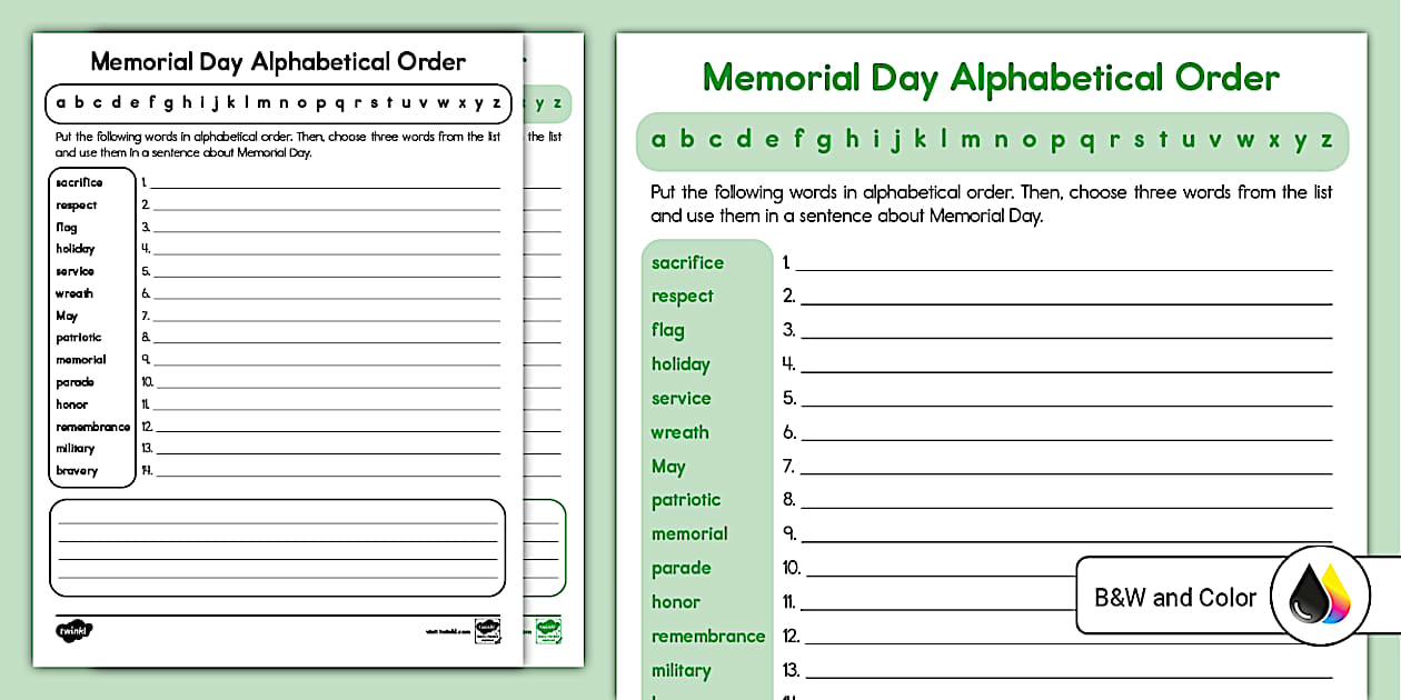 Printable Memorial Day Worksheet for Students - Twinkl USA