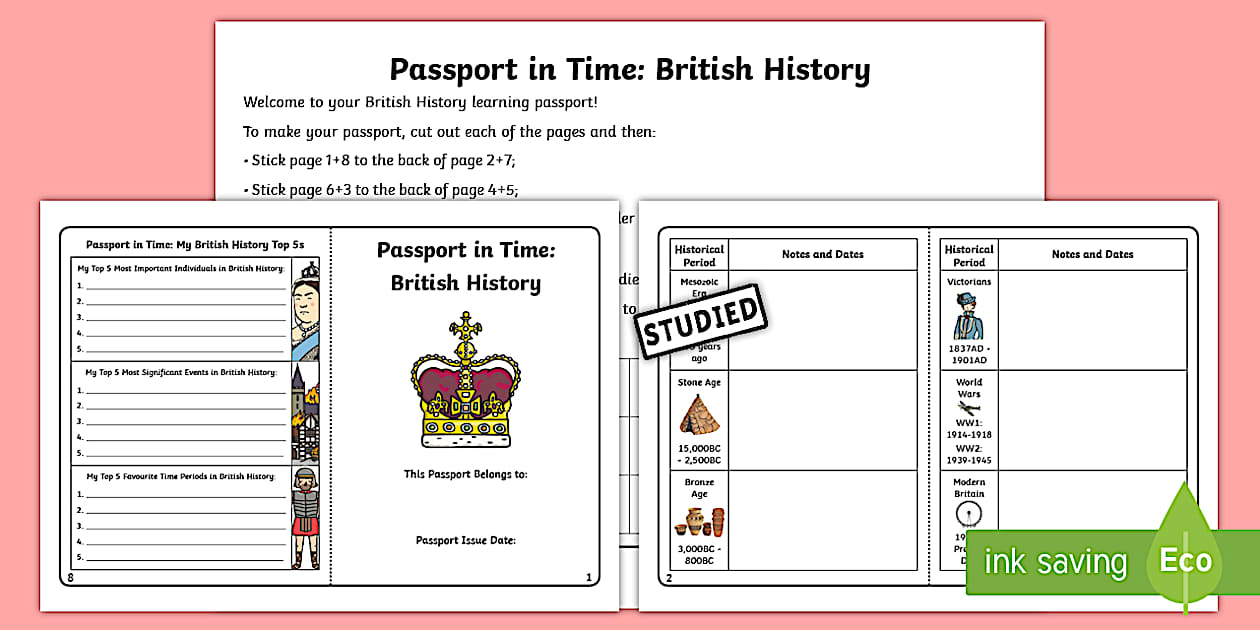 Editable Passport in Time: British History Checklist