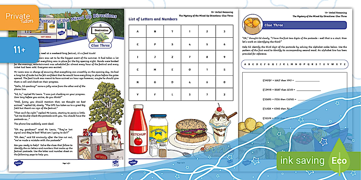 11+ Verbal Reasoning Summer Mystery Challenge Clue Three