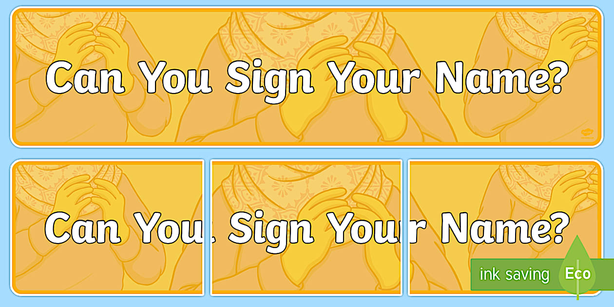 Can You Sign Your Name? Display Banner (teacher made)