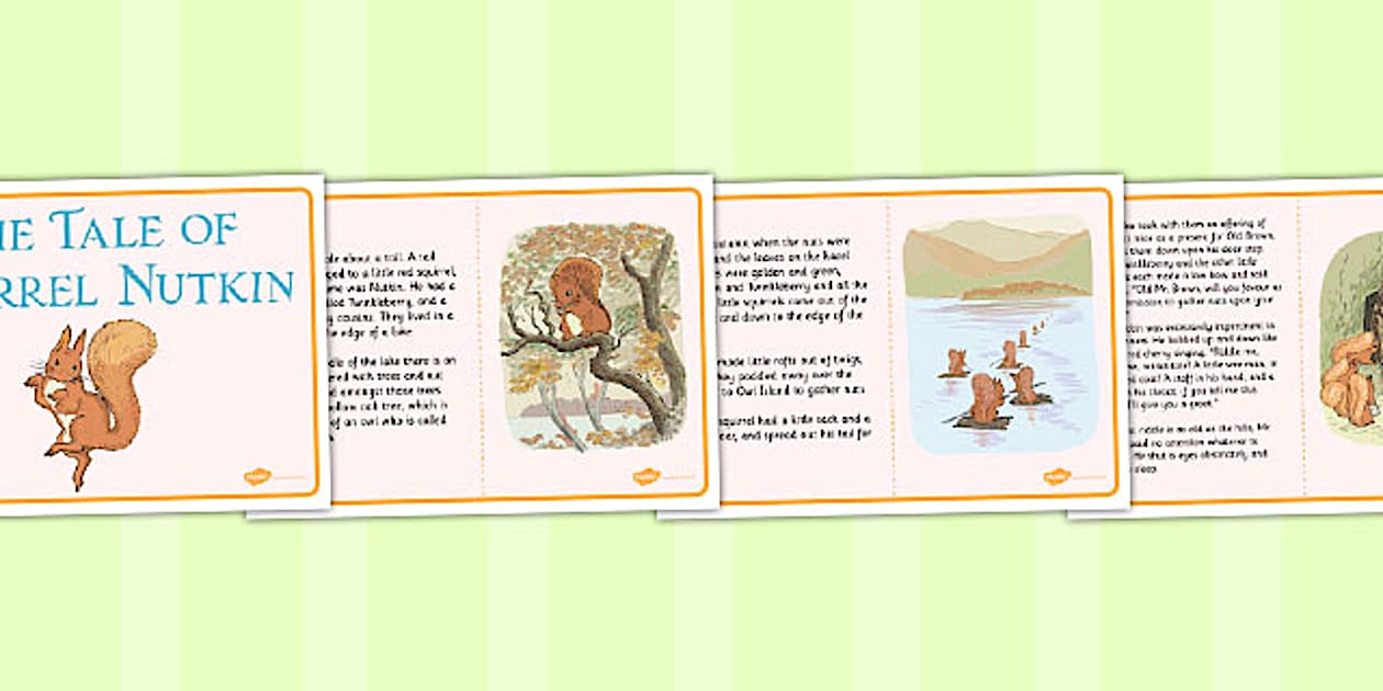Black and White The Tale of Squirrel Nutkin Story Cards (Beatrix Potter)