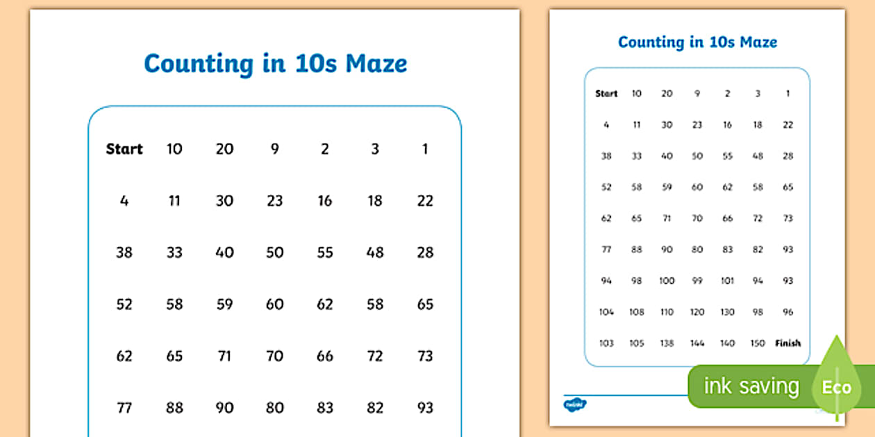 Editable Counting in 10s Maze Worksheet - Twinkl