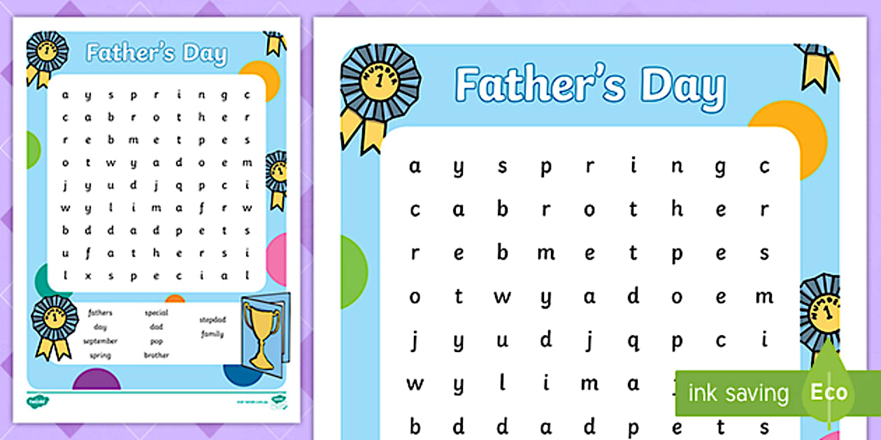 Father's Day Word Search (teacher made) - Twinkl