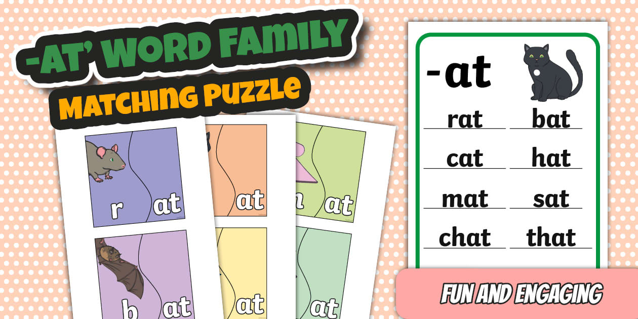 * NEW * 'at' Word Family Matching Puzzle