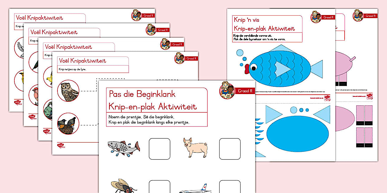 Graad R Klanke Knip-en-Plak Aktiwiteite v (Teacher-Made)