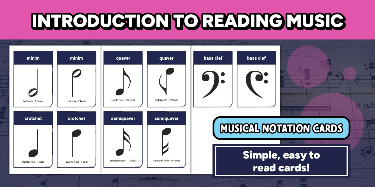Introduction to Reading Music: Musical Notations Cards