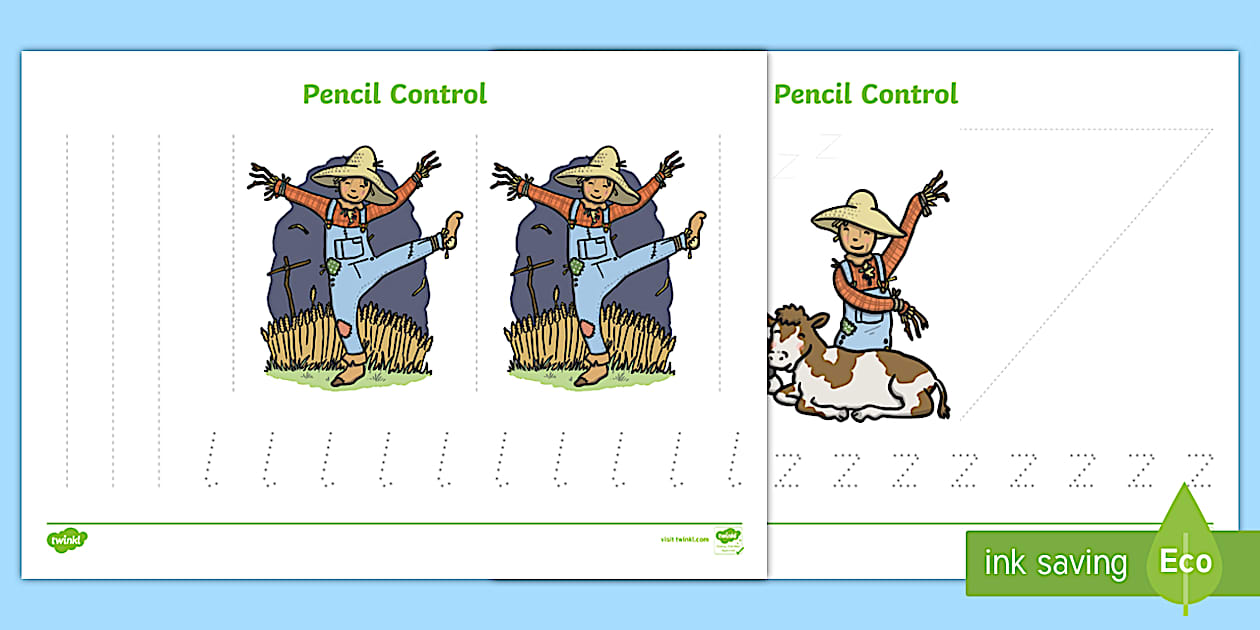 Dingle Dangle Scarecrow Pencil Control Worksheets - Twinkl