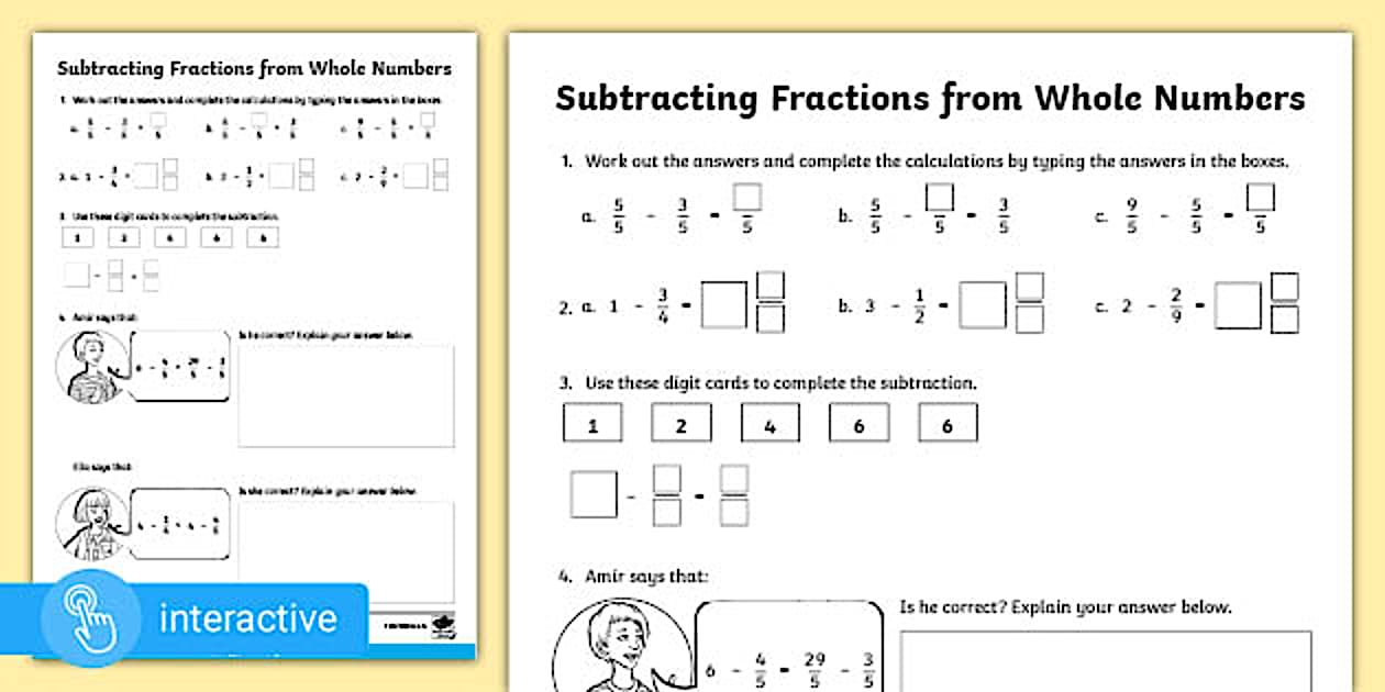 👉 Digital PDF Y4 White Rose Maths Subtract from Whole Amounts
