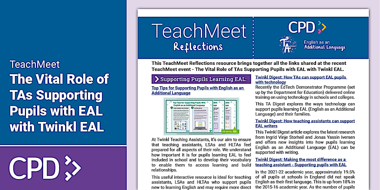 TeachMeet Reflections - The Vital Role of TAs Supporting Pupils with ...