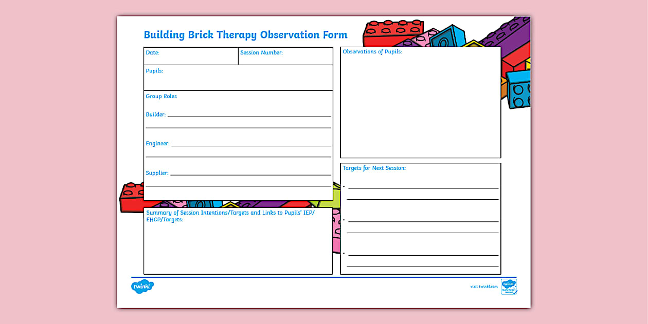 Building Brick Therapy Observation Form (teacher made)