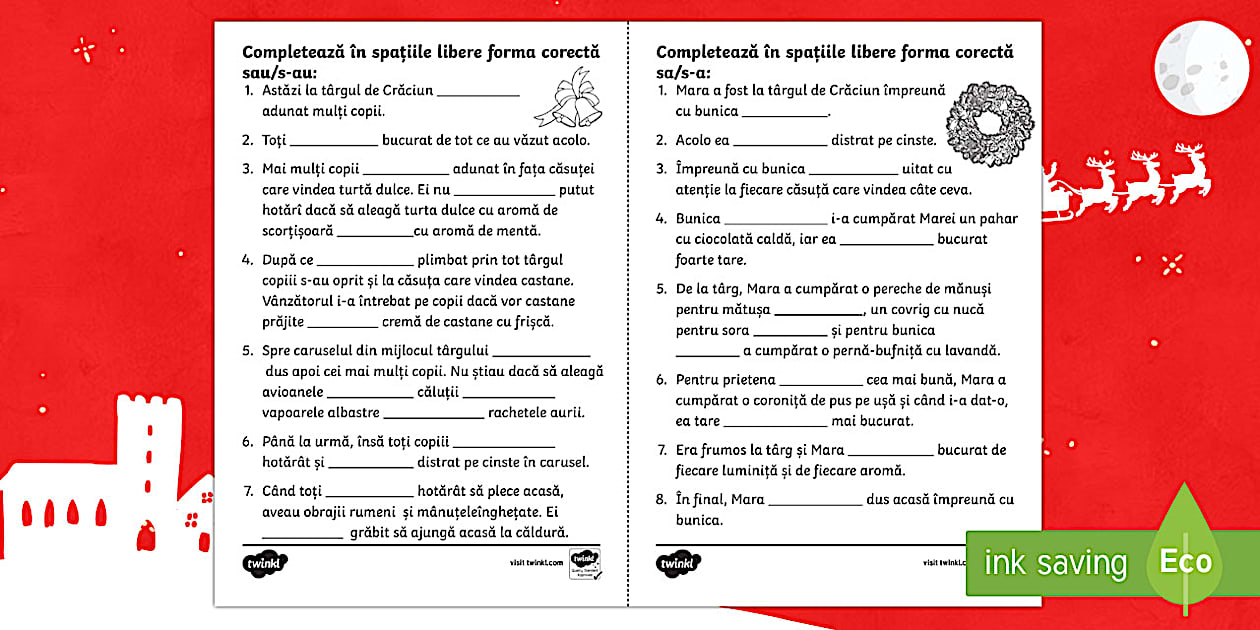 La târgul de Crăciun Scriem corect-Romanian - Twinkl