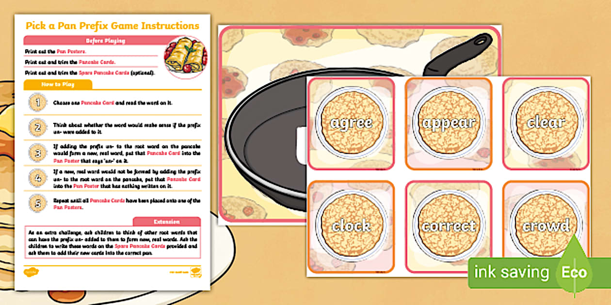 KS1 Pancake Day: Pick a Pan Prefix Game (Teacher-Made)